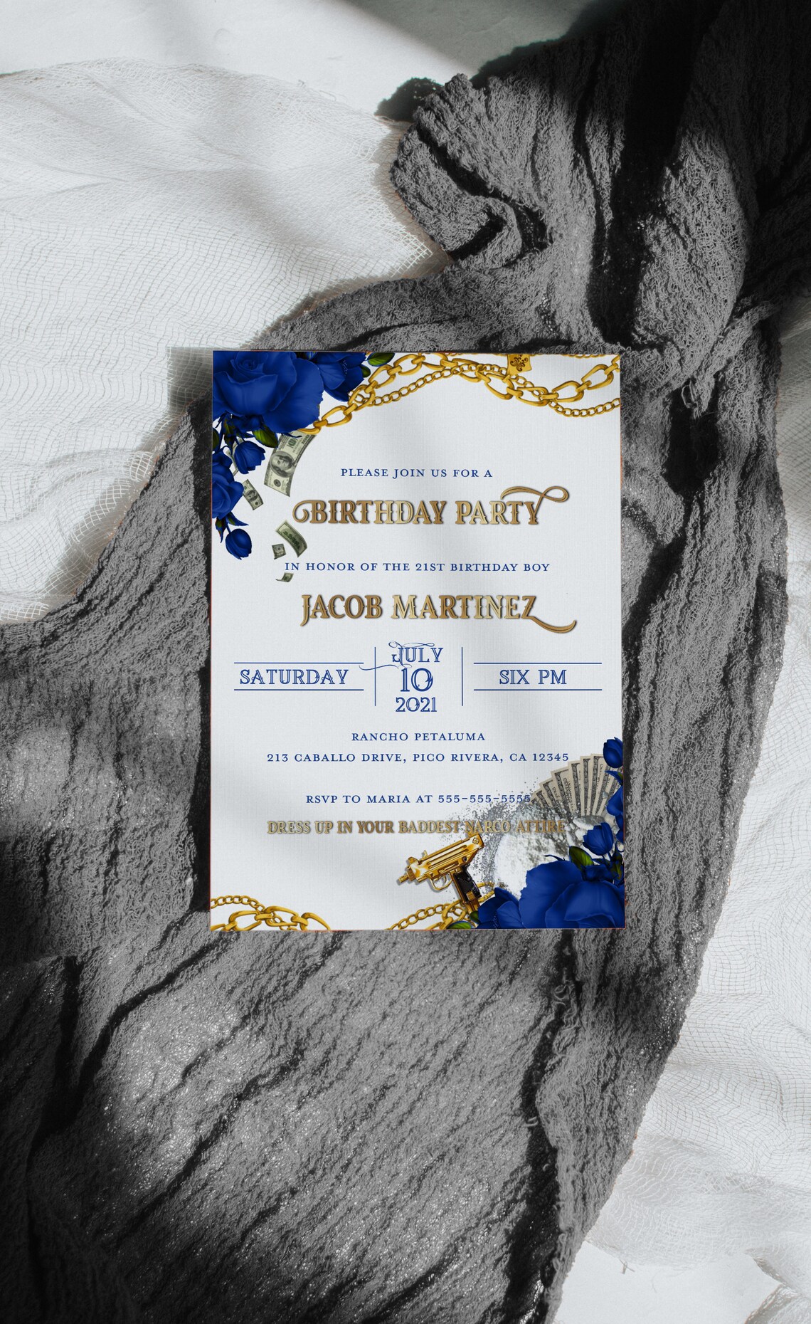 Mens Gangster Birthday Invitation Narco Birthday Invitation - Etsy