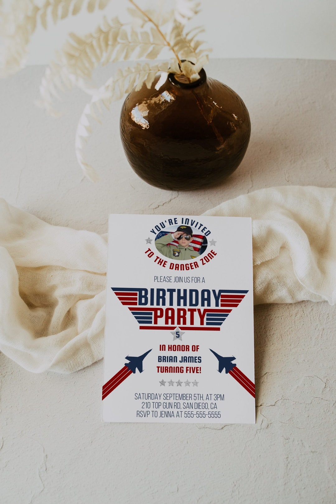 Fighter Pilot Invitation Picture - Boys Airplane Invitation With Photo ...