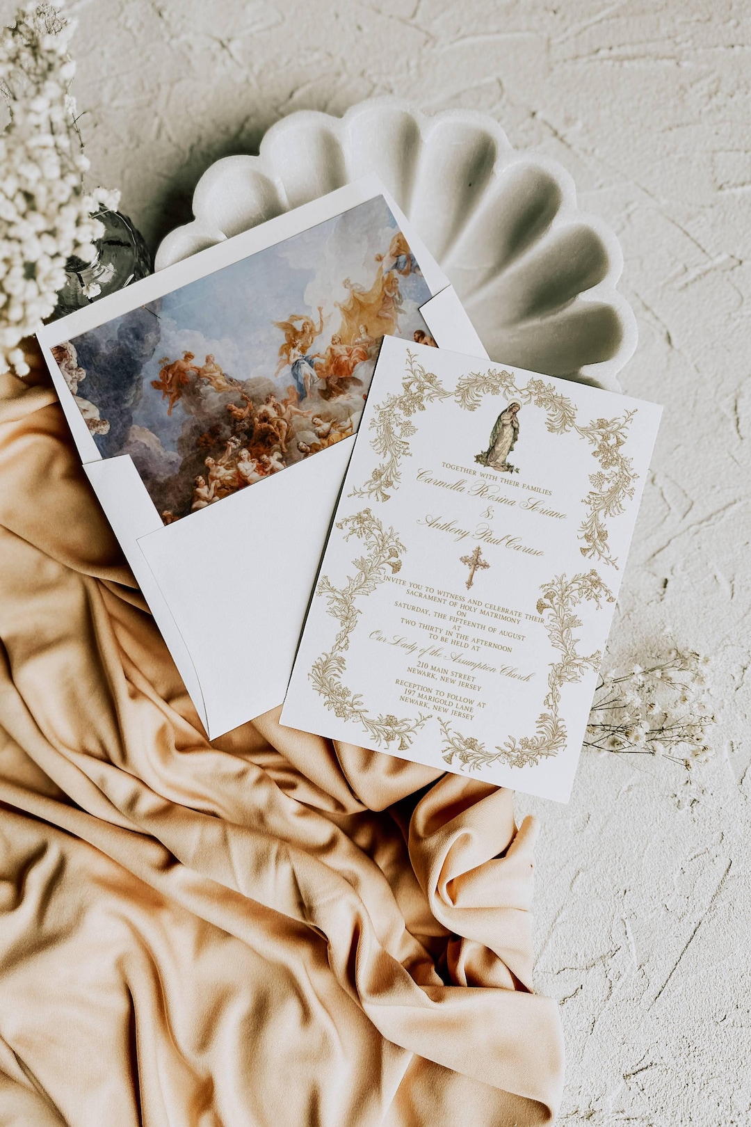 Catholic Wedding Invitation - Virgin Mary Invitation - Baroque Catholic ...