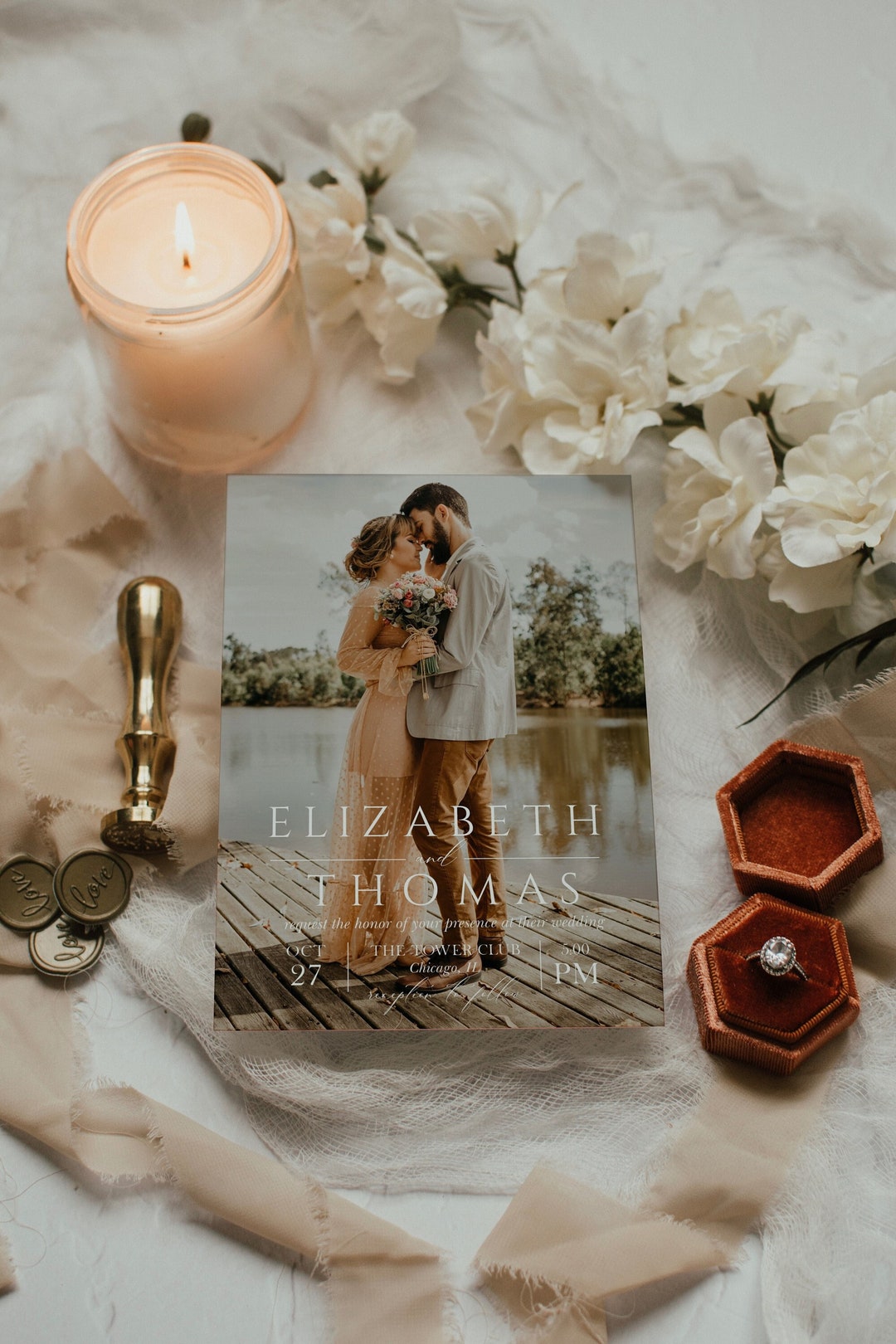 Wedding Invitation With Picture - Modern Wedding Invite - Simple ...