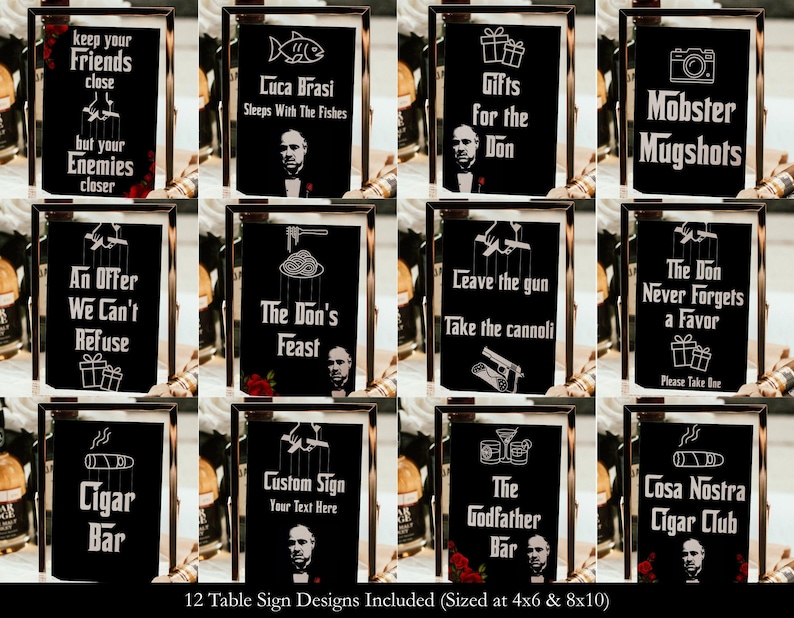 Vintage Gangster Party Signs - Mob Party Table Signs - Gangster Party ...
