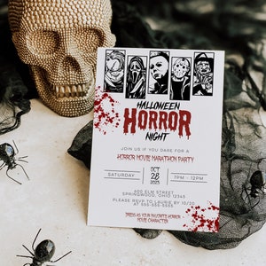 Horror Movie Halloween Invitation - Horror Movie Marathon Invite ...