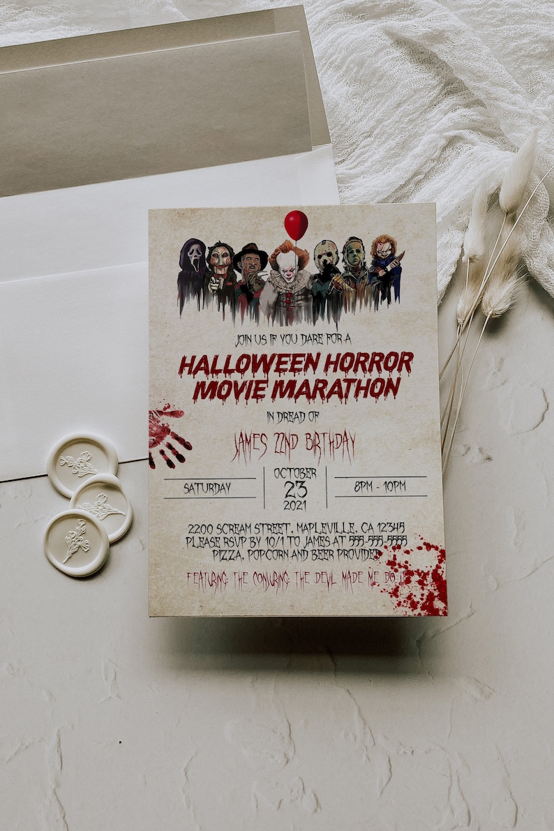 Horror Movie Birthday Invitation - Halloween Horror Invitation ...