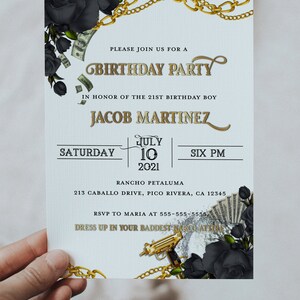 Narco Birthday Invitation - Mens Narco Invitation - Gangster Birthday ...