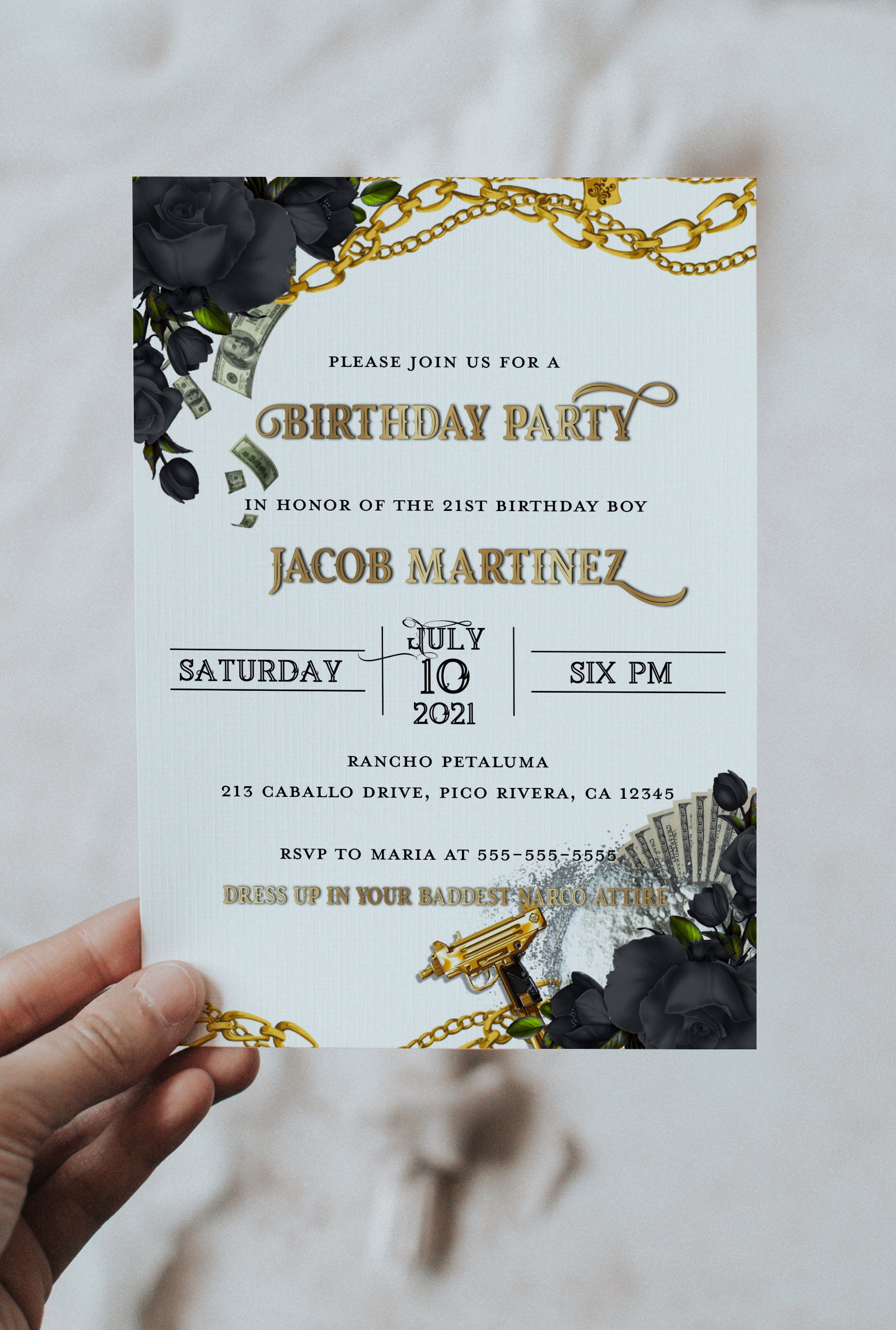 Narco Birthday Invitation Mens Narco Invitation Gangster - Etsy