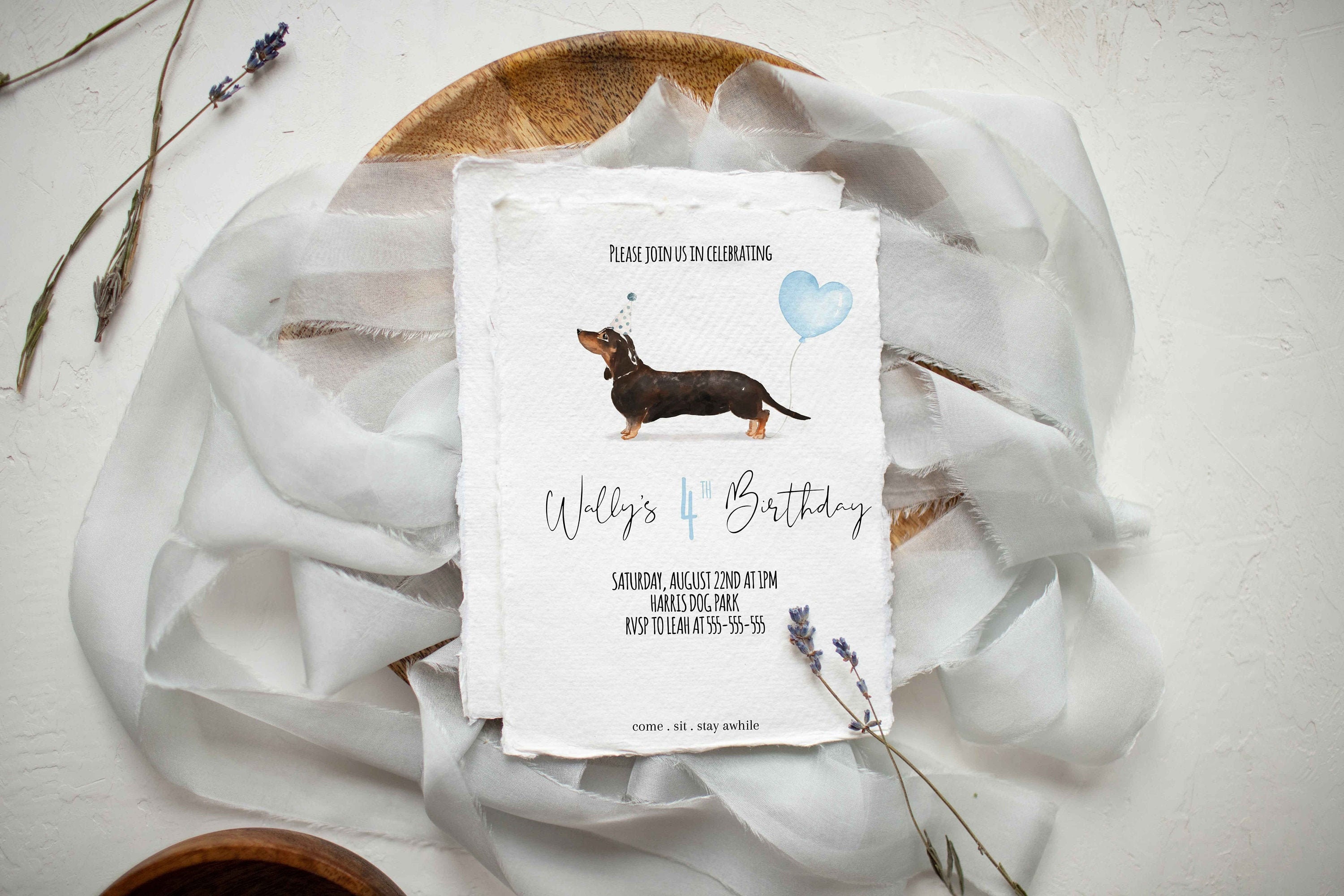 Dachshund Birthday Invitation Wiener Dog Birthday Invitation - Etsy