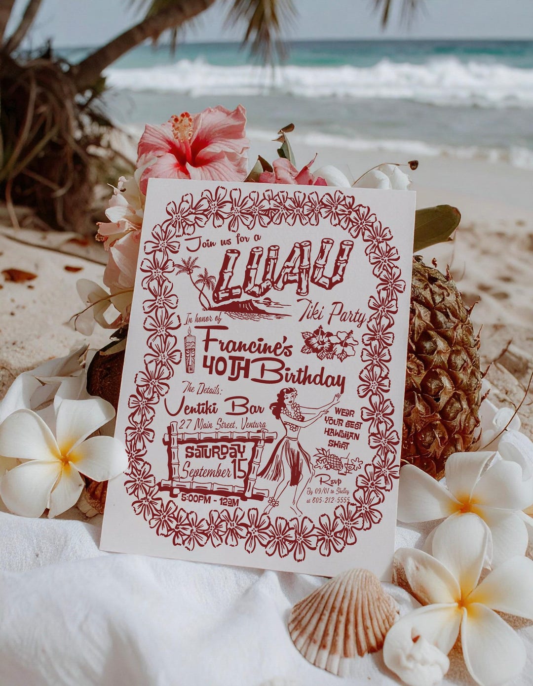 Retro Tiki Party Invitation - Tiki Time Birthday Invite - Tropical ...