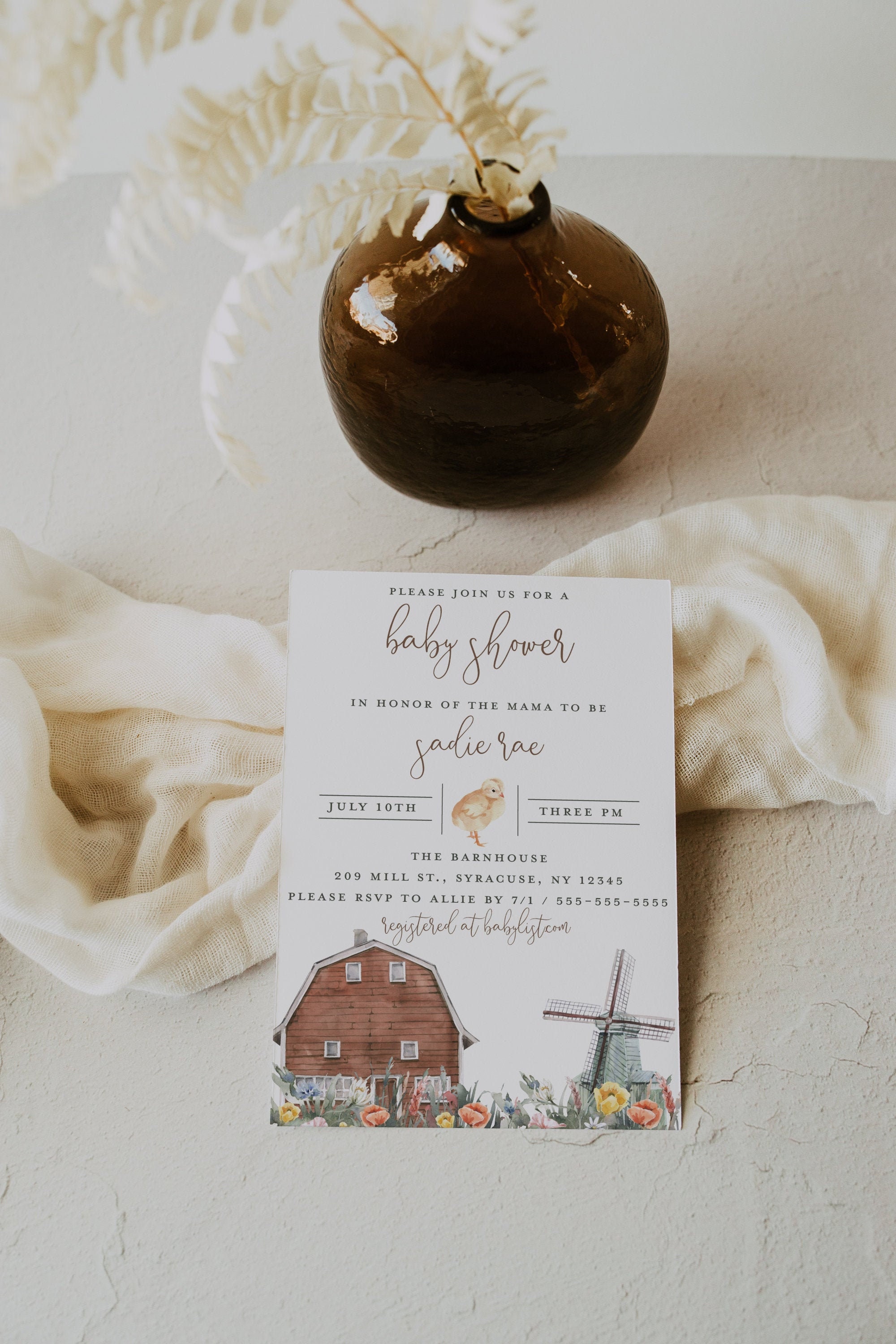 Boho Barnyard Baby Shower Invitation - Boho Farmhouse Baby Shower ...