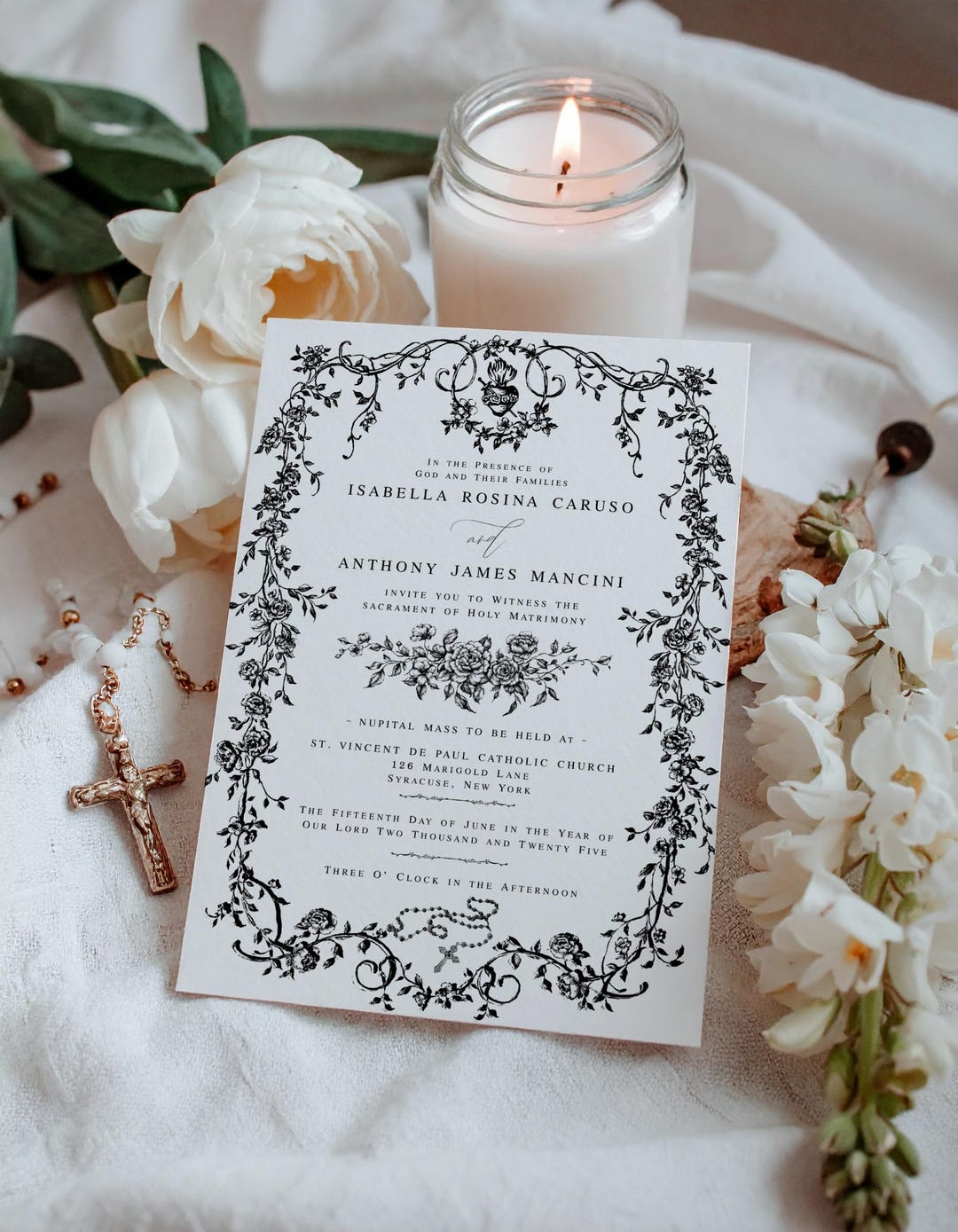 Catholic Wedding Invitation - Sacred Heart Wedding Invitation - Nupital ...