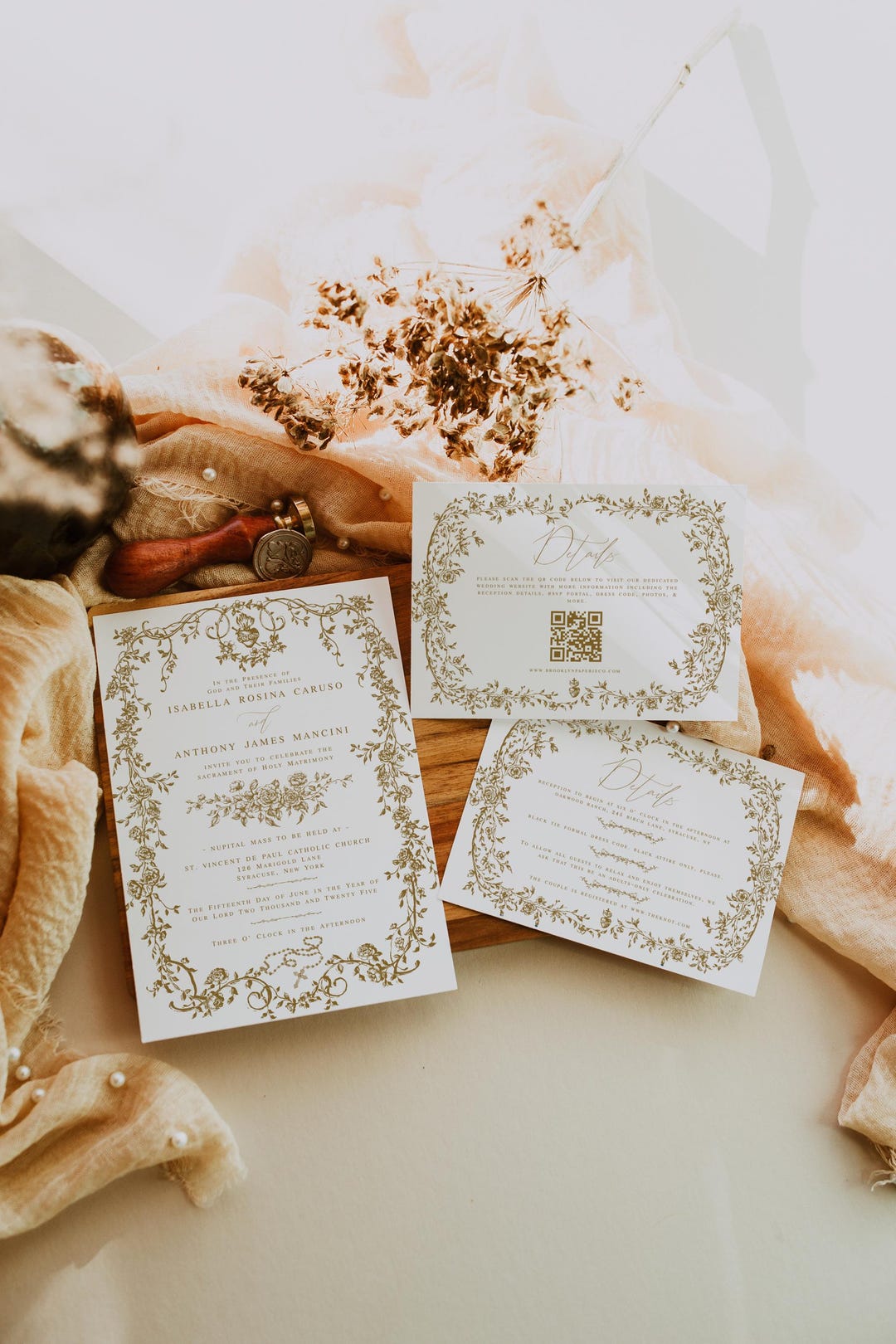 Gold Catholic Wedding Invitation - Catholic Mass Invitation - Church ...