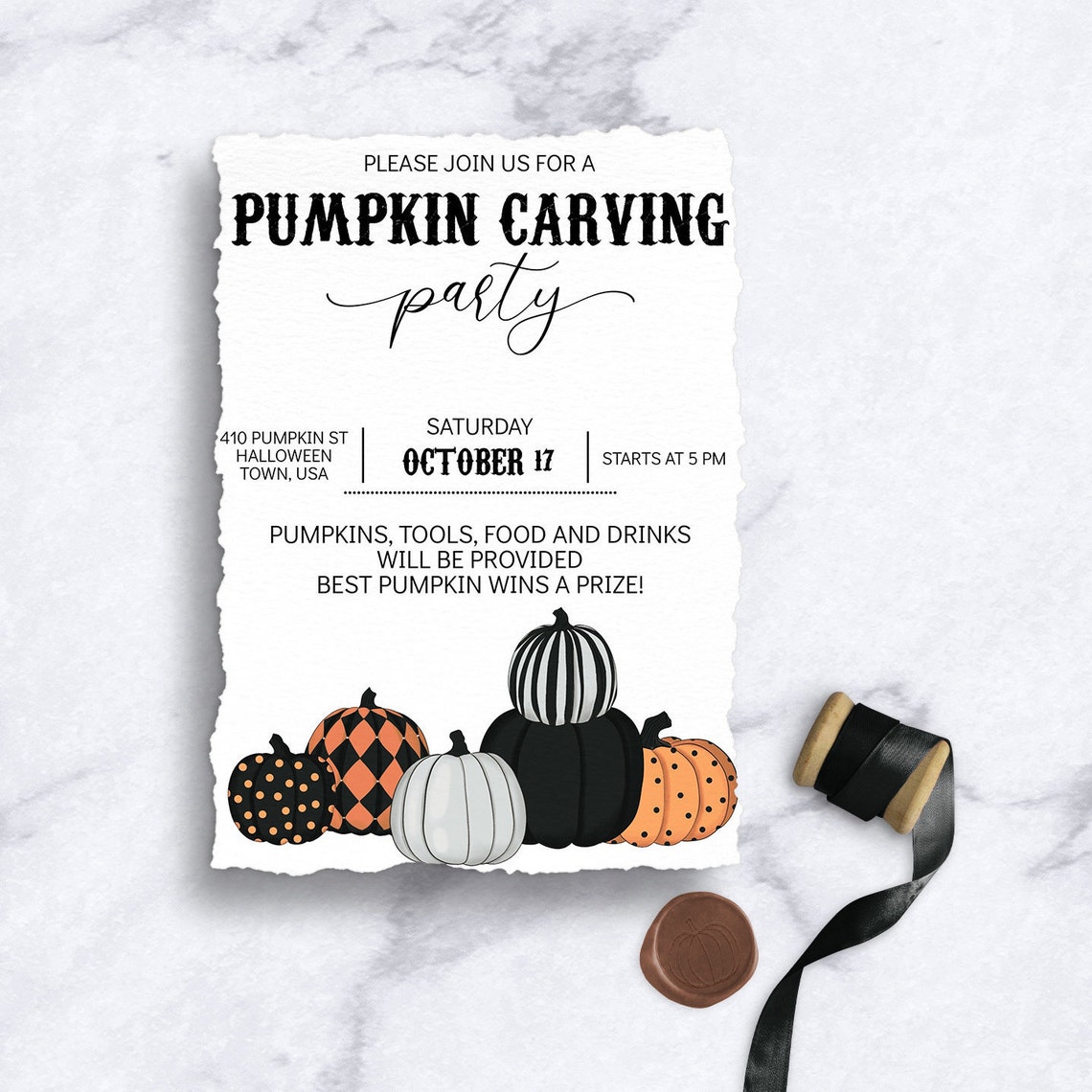 Pumpkin Carving Party Invitation Halloween Party Invitation - Etsy