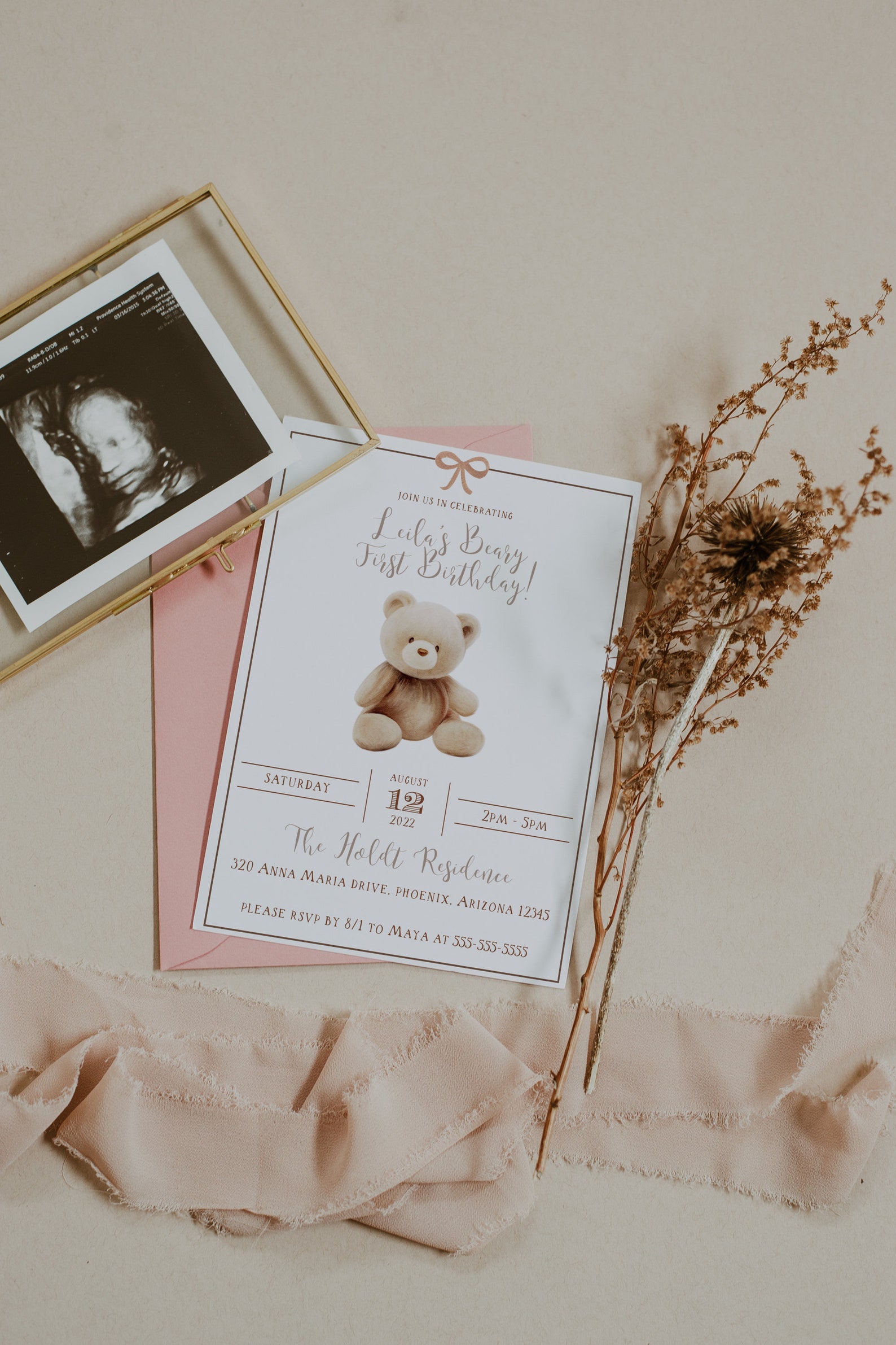 Bear Themed Birthday Invitation - Bear Invitation - Beary First ...