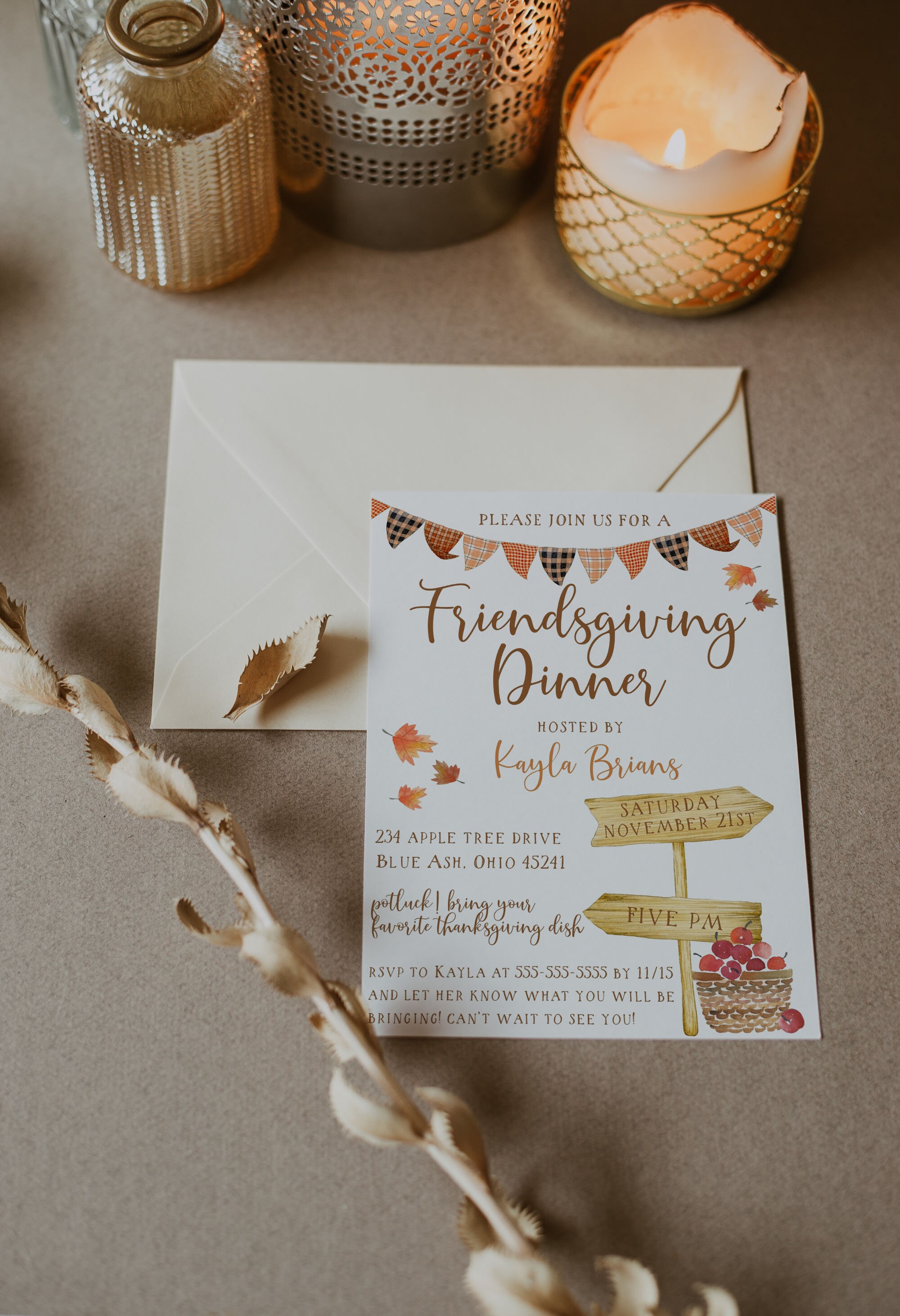 Cute Friendsgiving Dinner Invitation Fall Inspired - Etsy