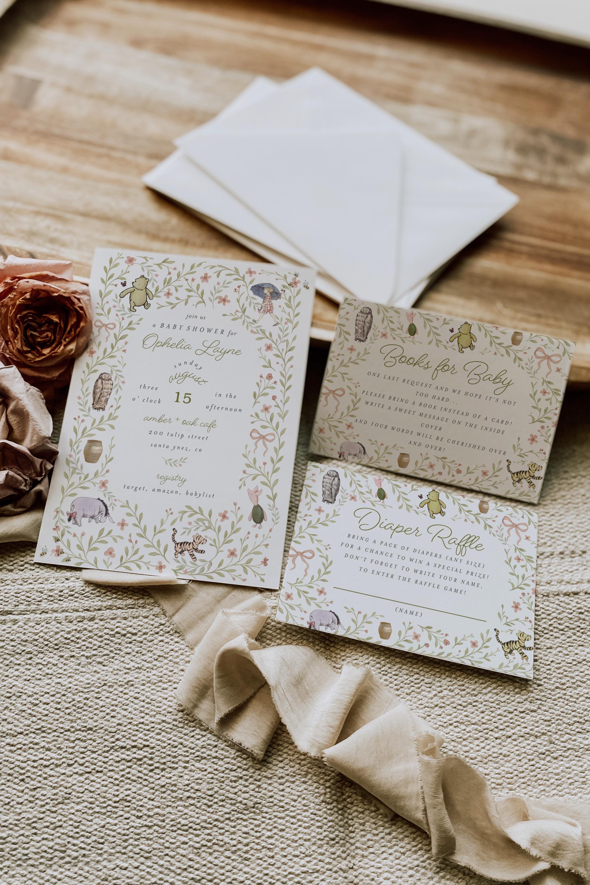 Vintage Winnie the Pooh Invitation Suite - Classic Winnie the Pooh Baby ...