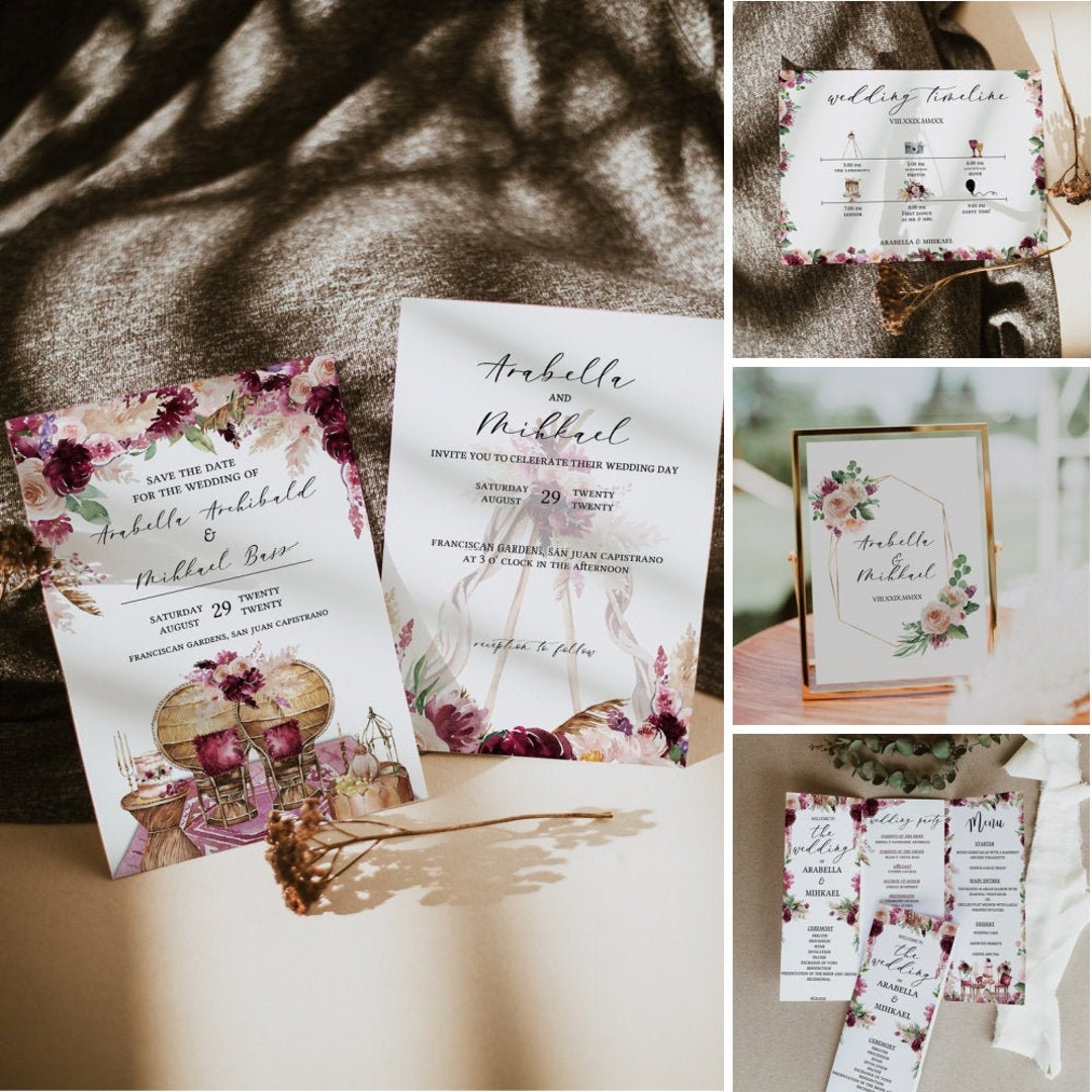 Boho Wedding Invitation - Wedding Invitation Set - BOHEMIAN Wedding ...