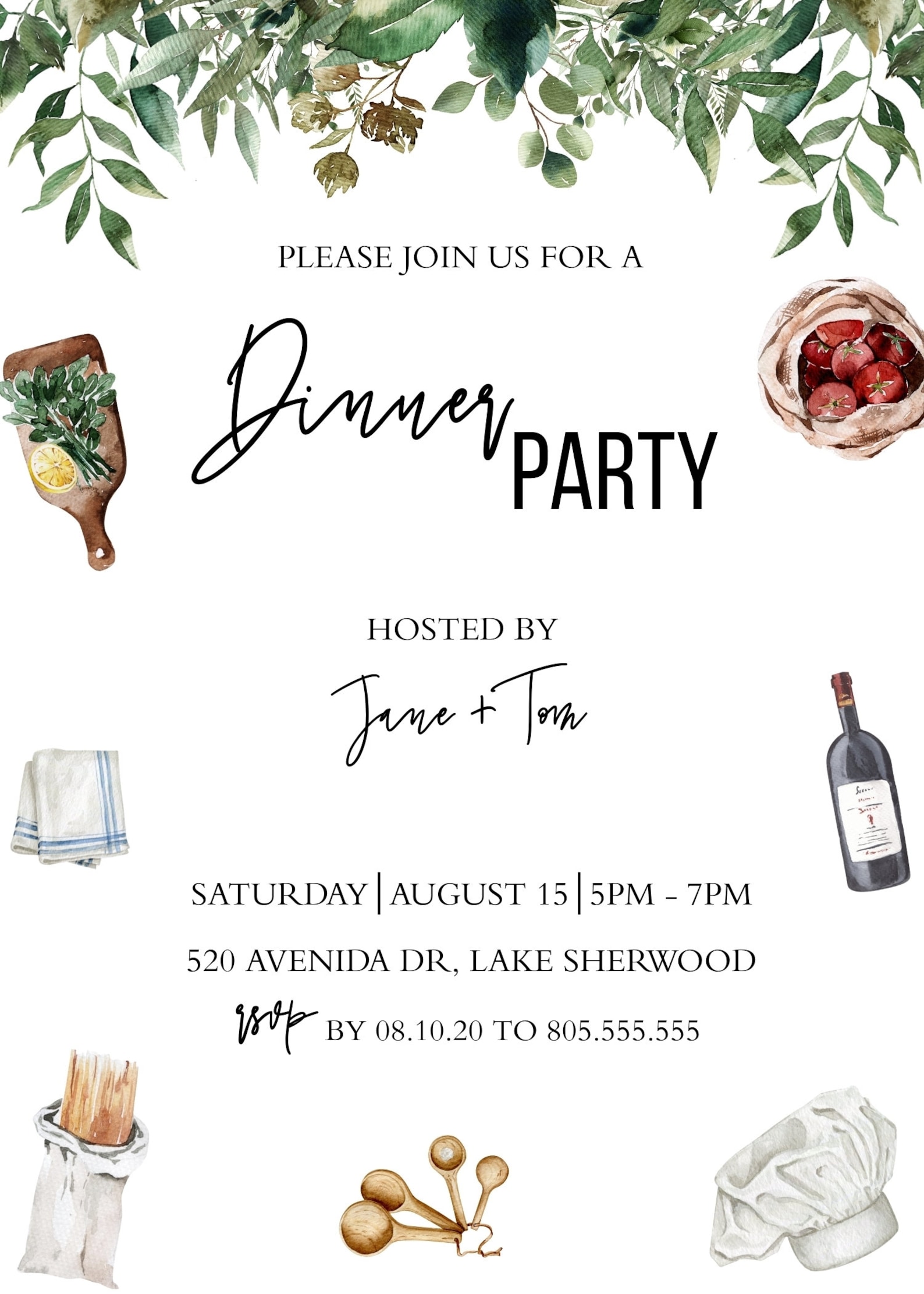 Dinner Party Printable Invitation Housewarming Dinner Party | Etsy