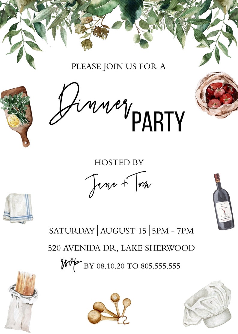 Dinner Party Printable Invitation Housewarming Dinner Party | Etsy