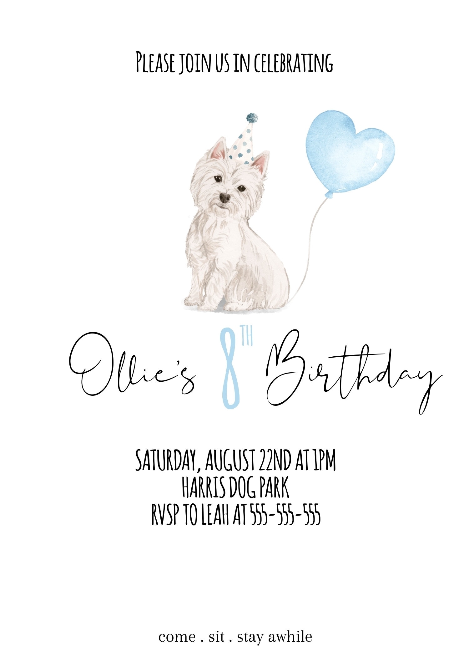 Maltese Dog Birthday Invitation - White Dog Birthday Invitation - White ...