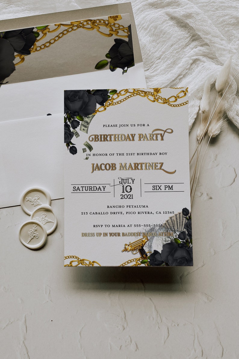 Narco Birthday Invitation Mens Narco Invitation Gangster - Etsy