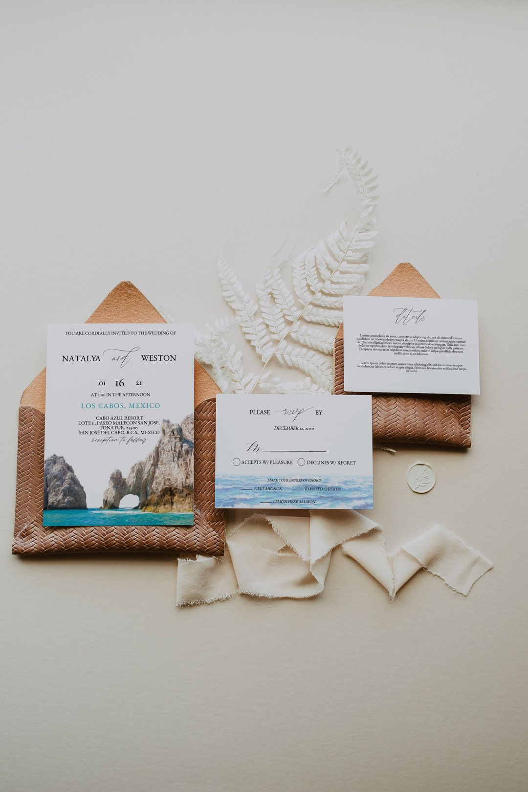 Los Cabos Destination Wedding Invitation - Mexico Destination Wedding ...