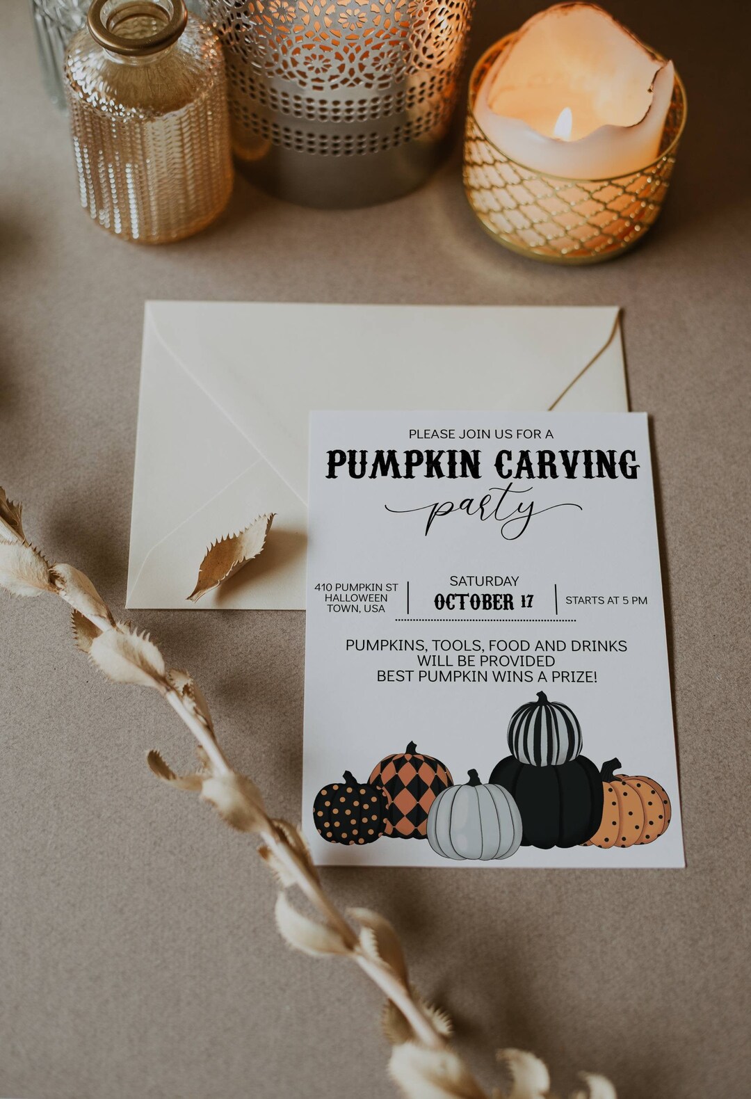 Pumpkin Carving Party Invitation - Halloween Party Invitation - Costume ...