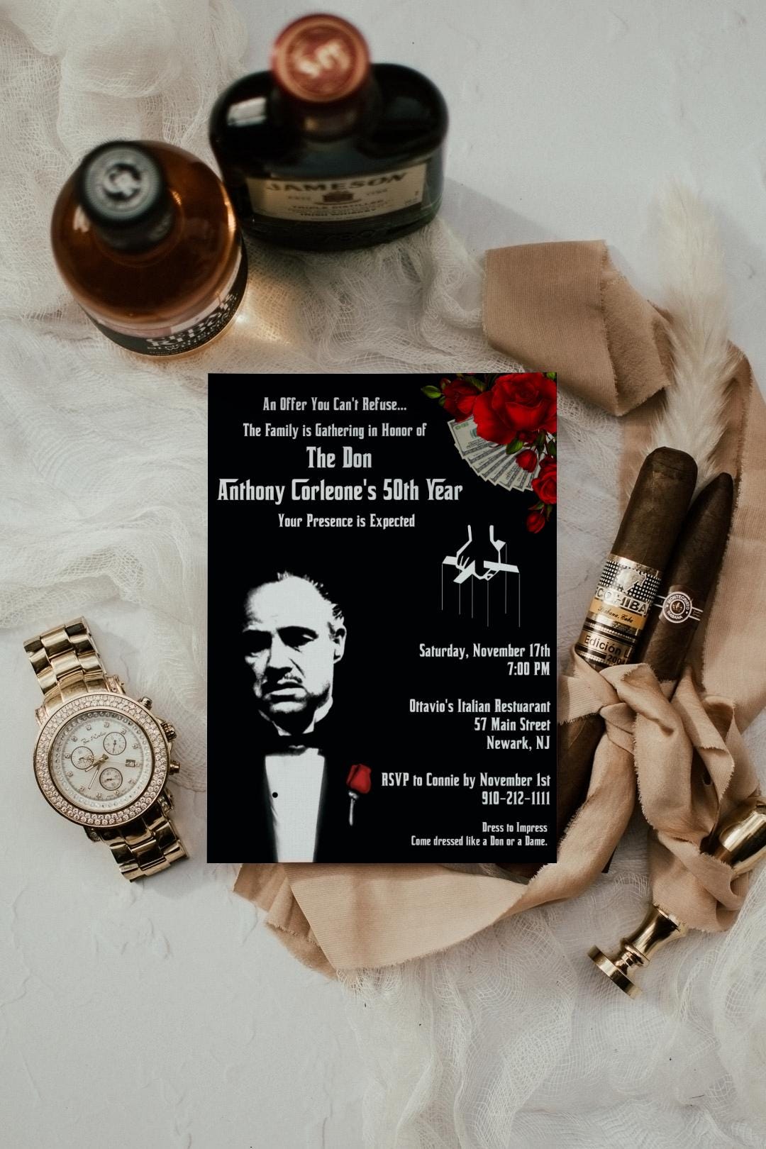 The Godfather Birthday Invitation - Mafia Birthday Invitation - Mob ...