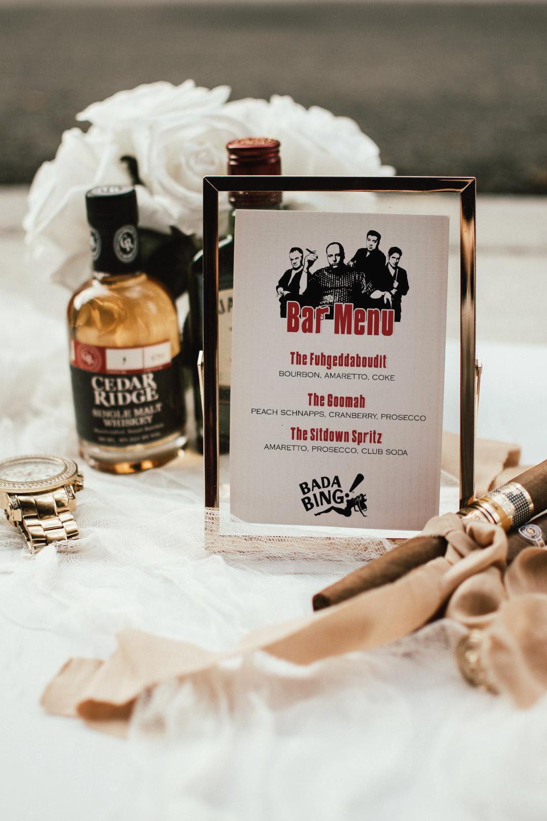 Mob Party Bar Menu Sign - Gangster Bar Sign - Mob Party Bar Sign - Mens ...