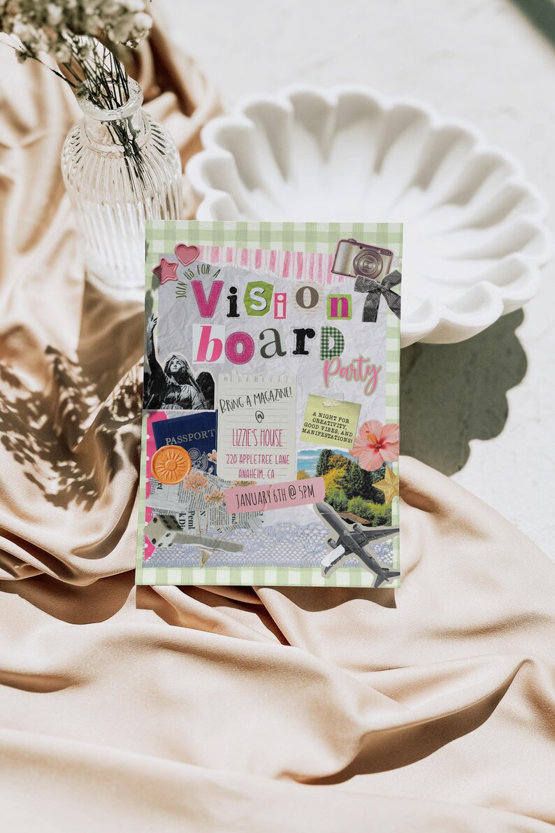 Vision Board Party Invitation - Manifestation Board Party Invite - New ...