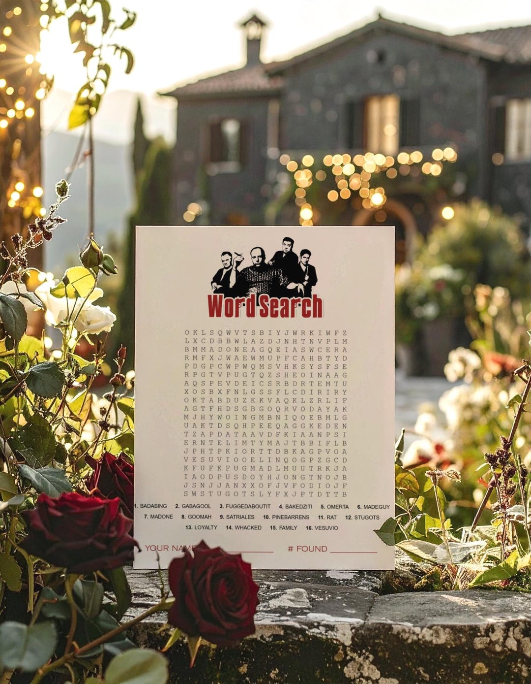 Italian Mob Word Search Game - Italian Gangster Party Game - Mens ...