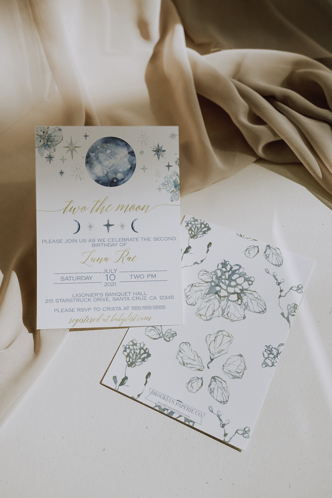 Two the Moon Birthday Invitation - Space Themed Second Birthday ...