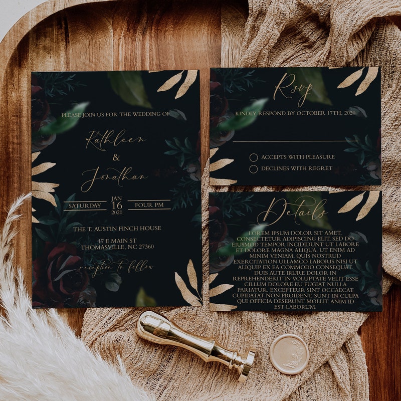 Dark Wedding Invitations - Etsy