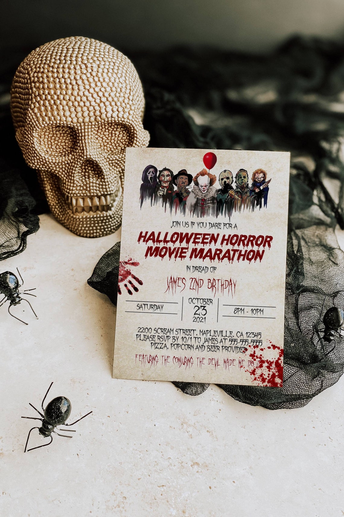 Horror Movie Birthday Invitation - Halloween Horror Invitation ...