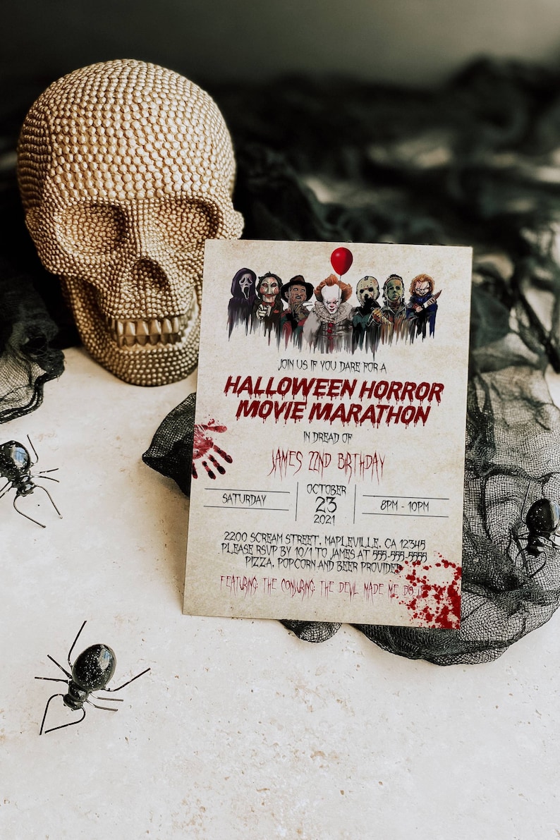Horror Movie Birthday Invitation - Halloween Horror Invitation ...