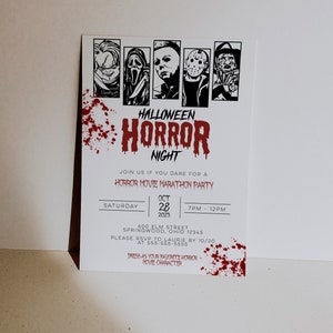 Horror Movie Halloween Invitation - Horror Movie Marathon Invite ...