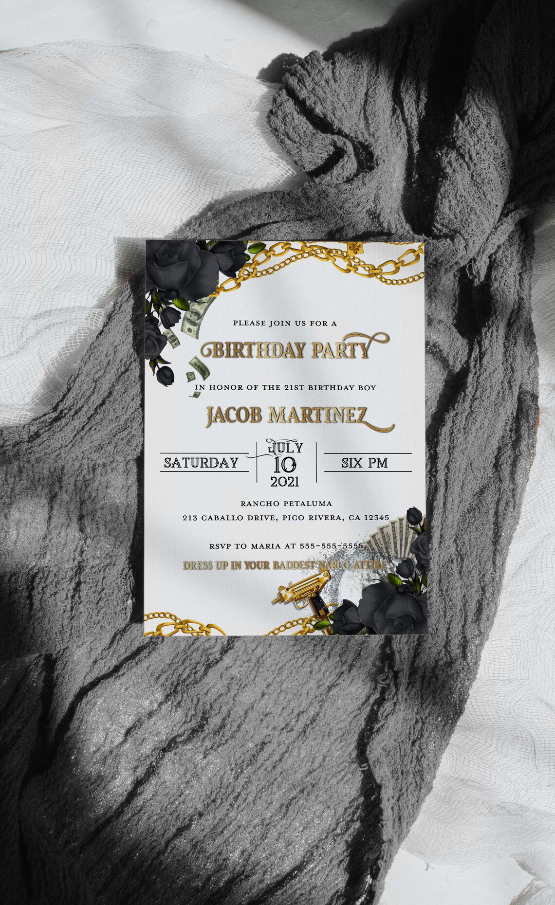 Narco Birthday Invitation Mens Narco Invitation Gangster - Etsy