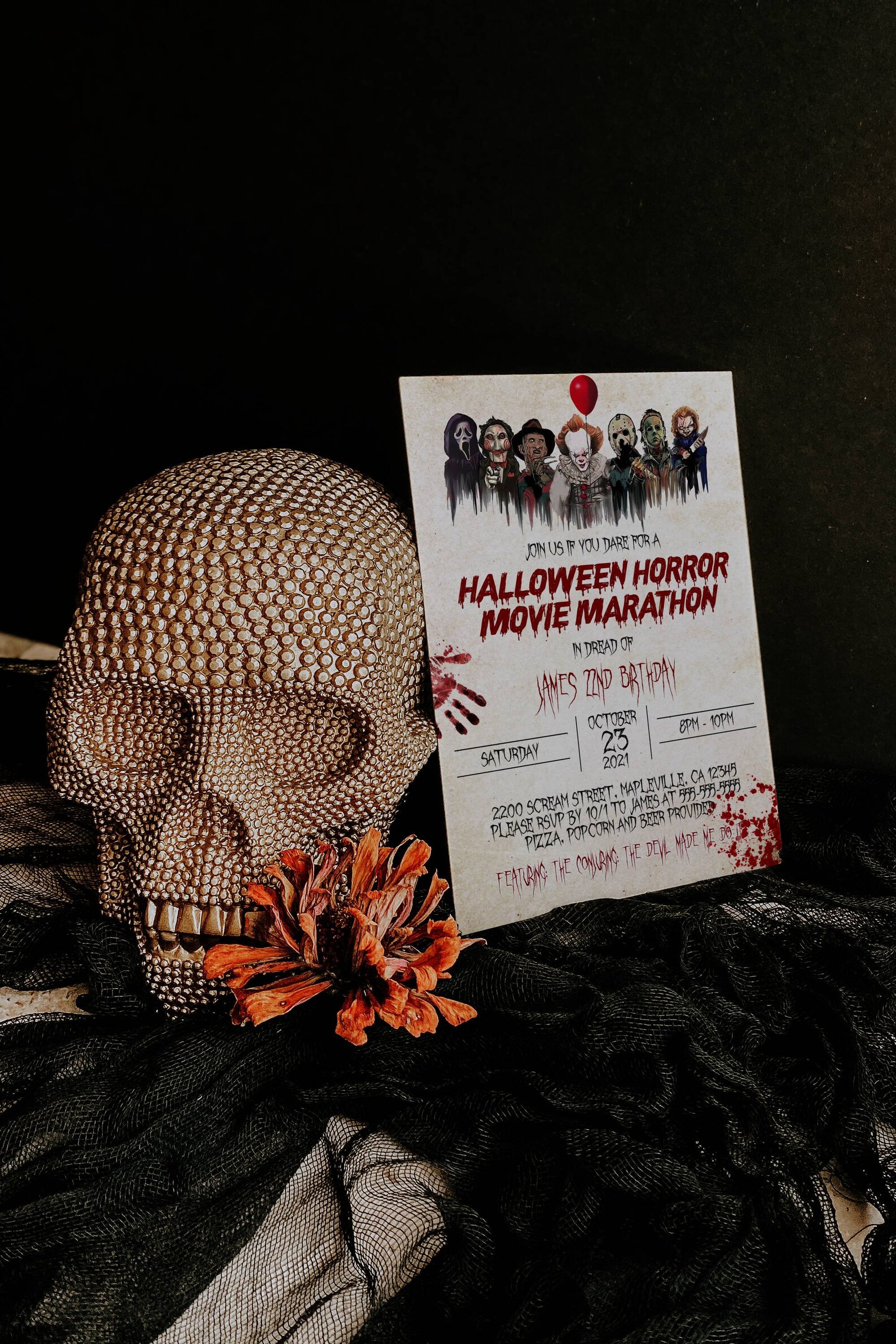 Horror Movie Birthday Invitation - Halloween Horror Invitation ...