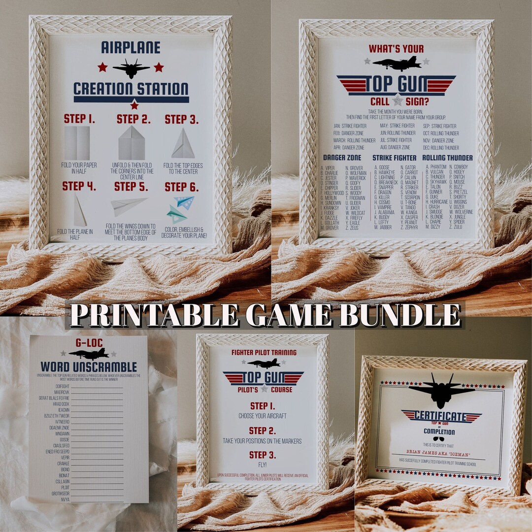 Fighter Pilot Theme Printable Games - Airplane Theme Party Games - Boys ...