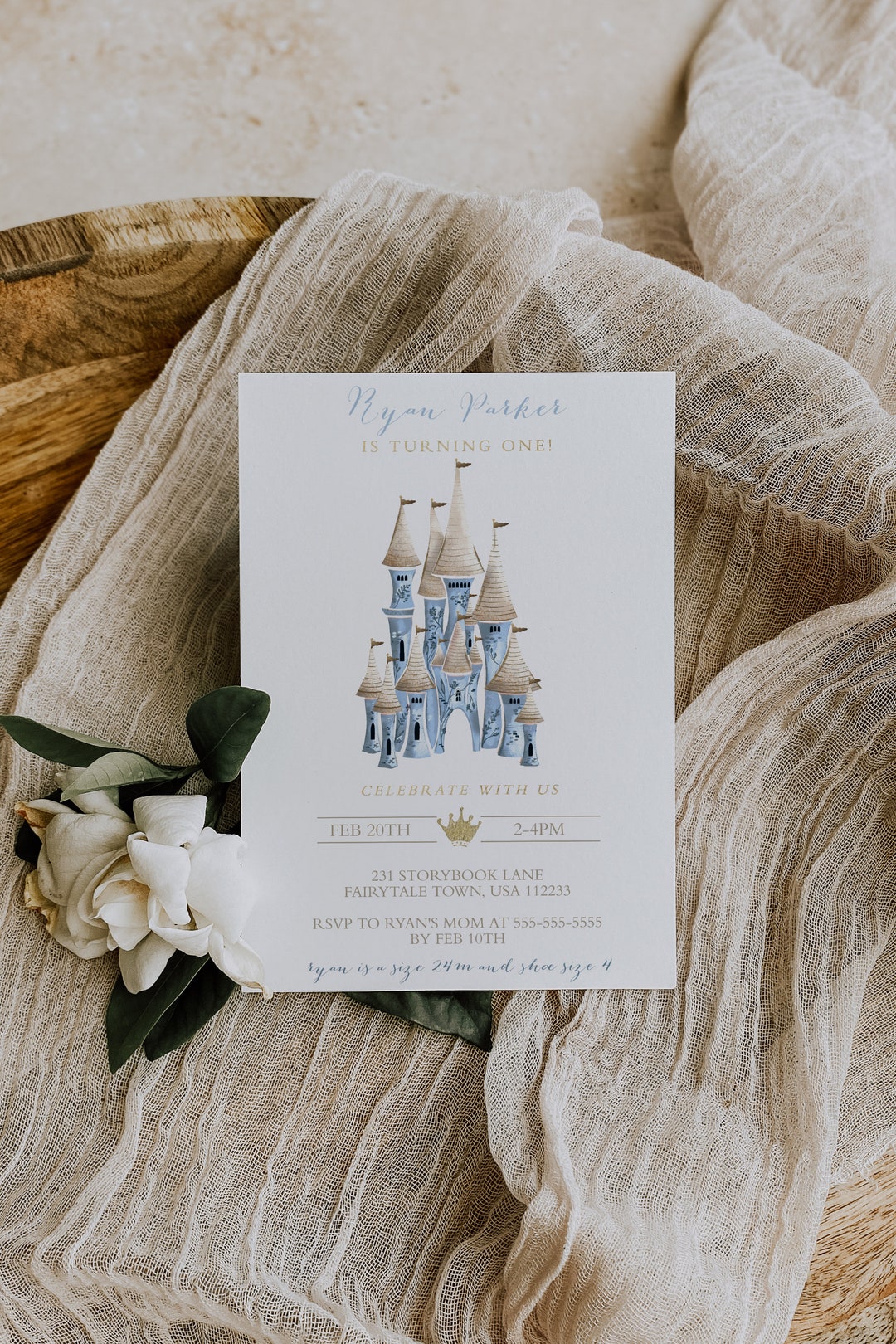 Prince Birthday Invitation - Blue Castle Birthday Invitation - Modern ...