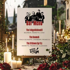 Mob Party Bar Menu Sign - Gangster Bar Sign - Mob Party Bar Sign - Mens ...