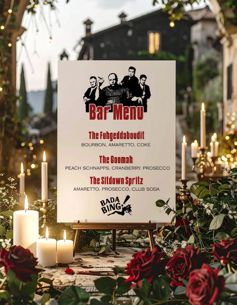 Mob Party Bar Menu Sign - Gangster Bar Sign - Mob Party Bar Sign - Mens ...