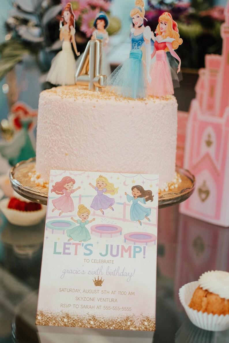 Trampoline Park Princess Invitation - Princess Jump Party Invitation ...