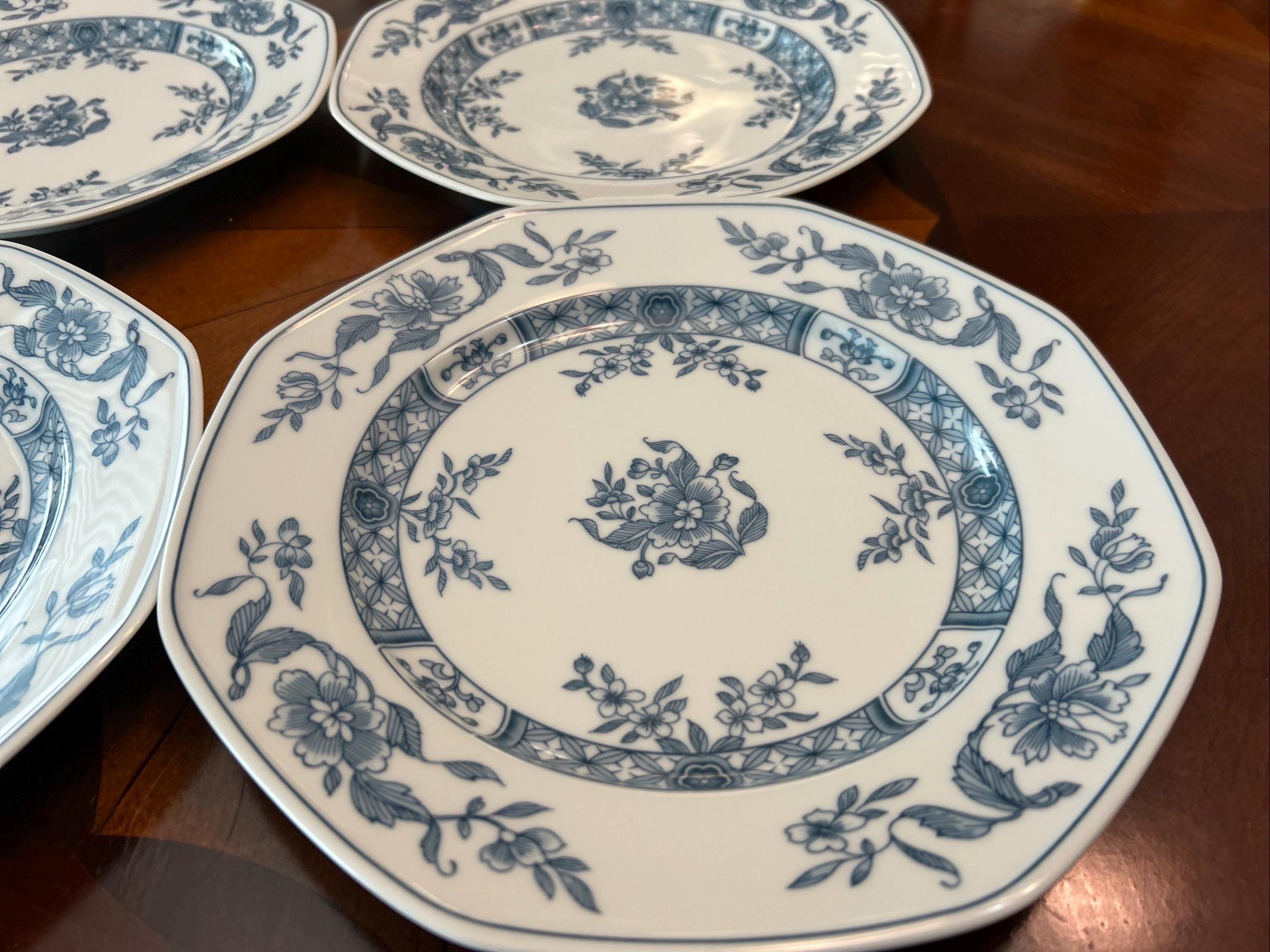 Set of 4 Heinrich Germany China Blue by Villeroy & Boch Dinner Plates ...