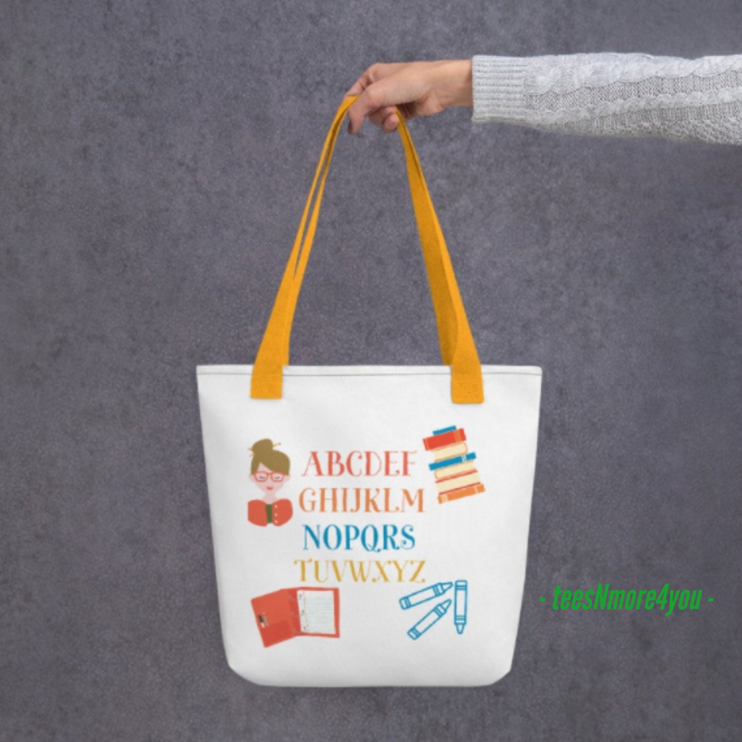 ABC Tote Bag,alphabet Tote,teacher Bag,book Teacher Tote, Gift for ...