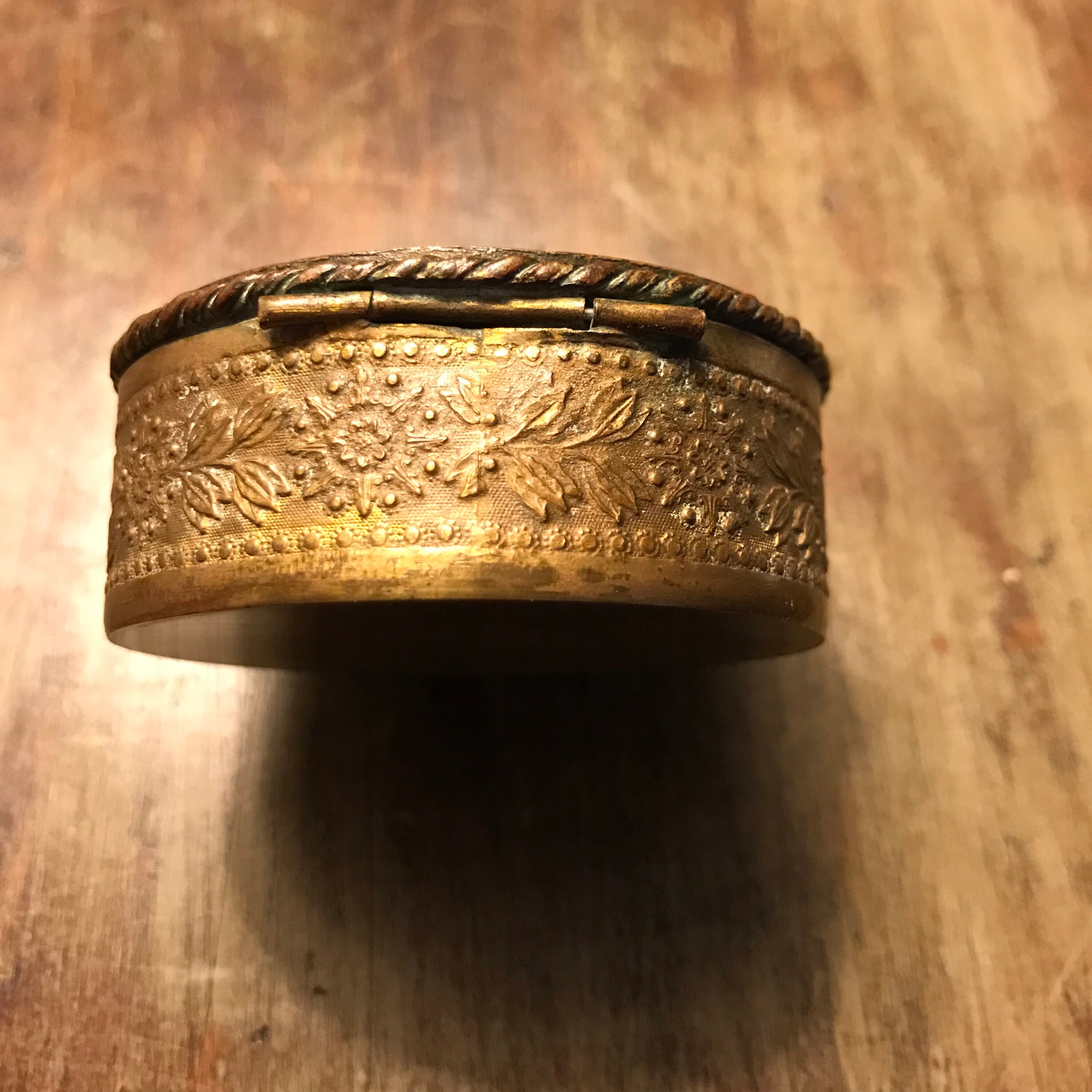 Antique Gilt Bronze Trinket Box Set With Miniature Portrait - Etsy