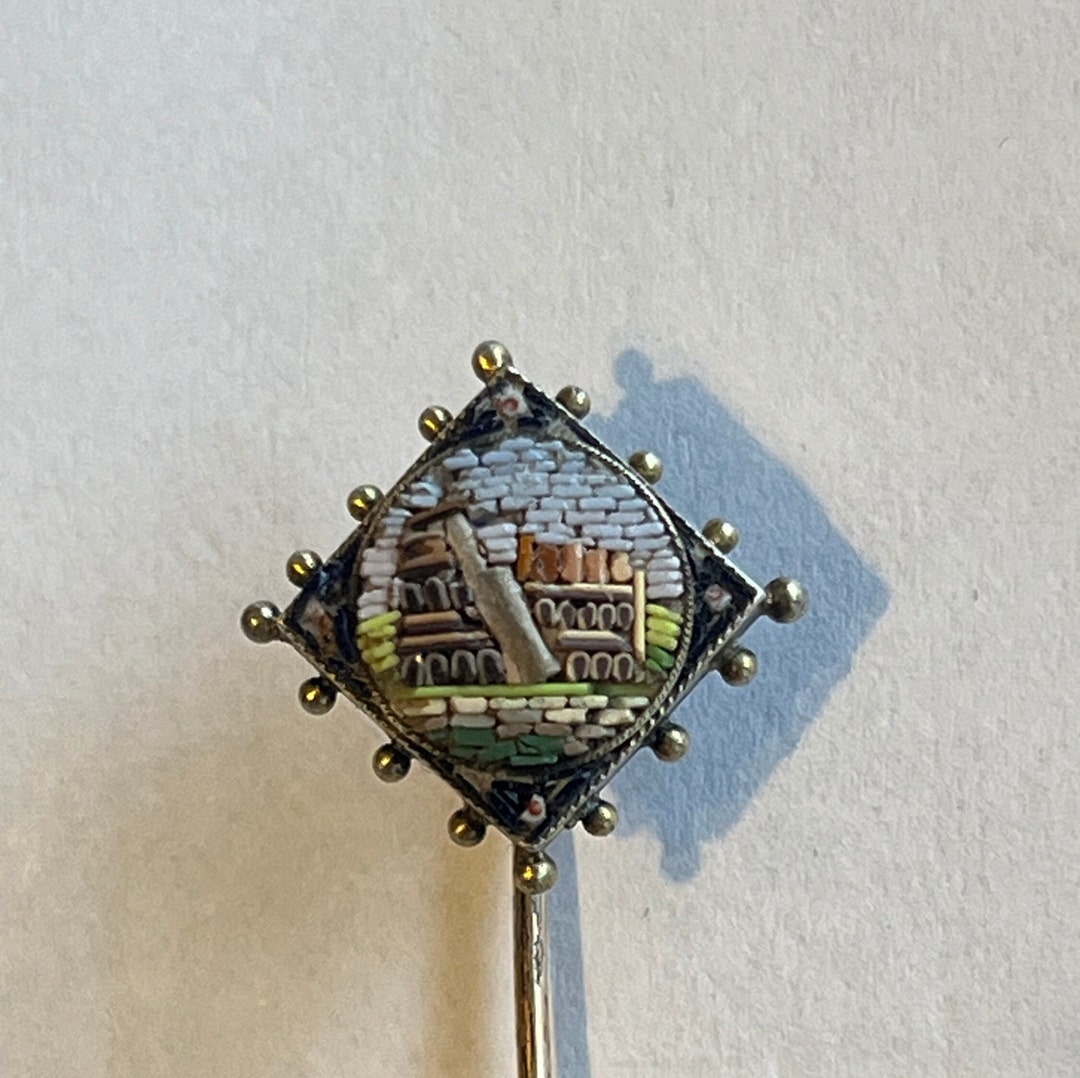 Antique Micromosaic Roman Colosseum Stick Pin - Etsy