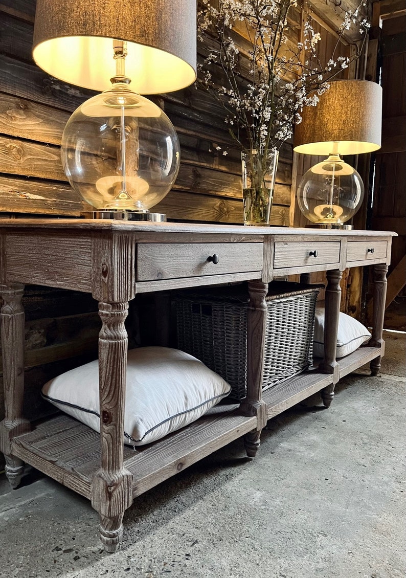 Large Three Drawer Console Table - Etsy