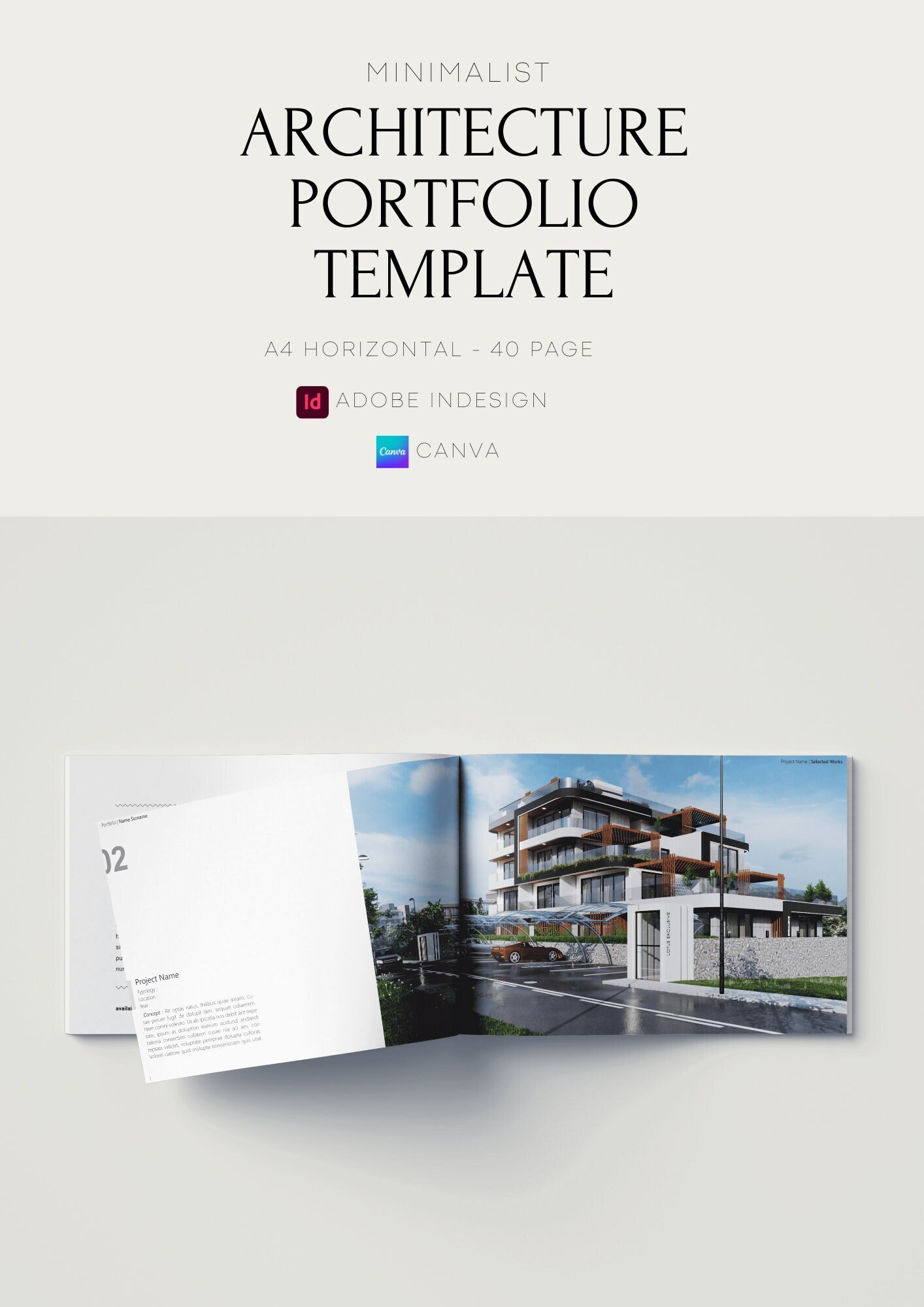 01 Minimalist Architecture Portfolio Editable Template - Etsy