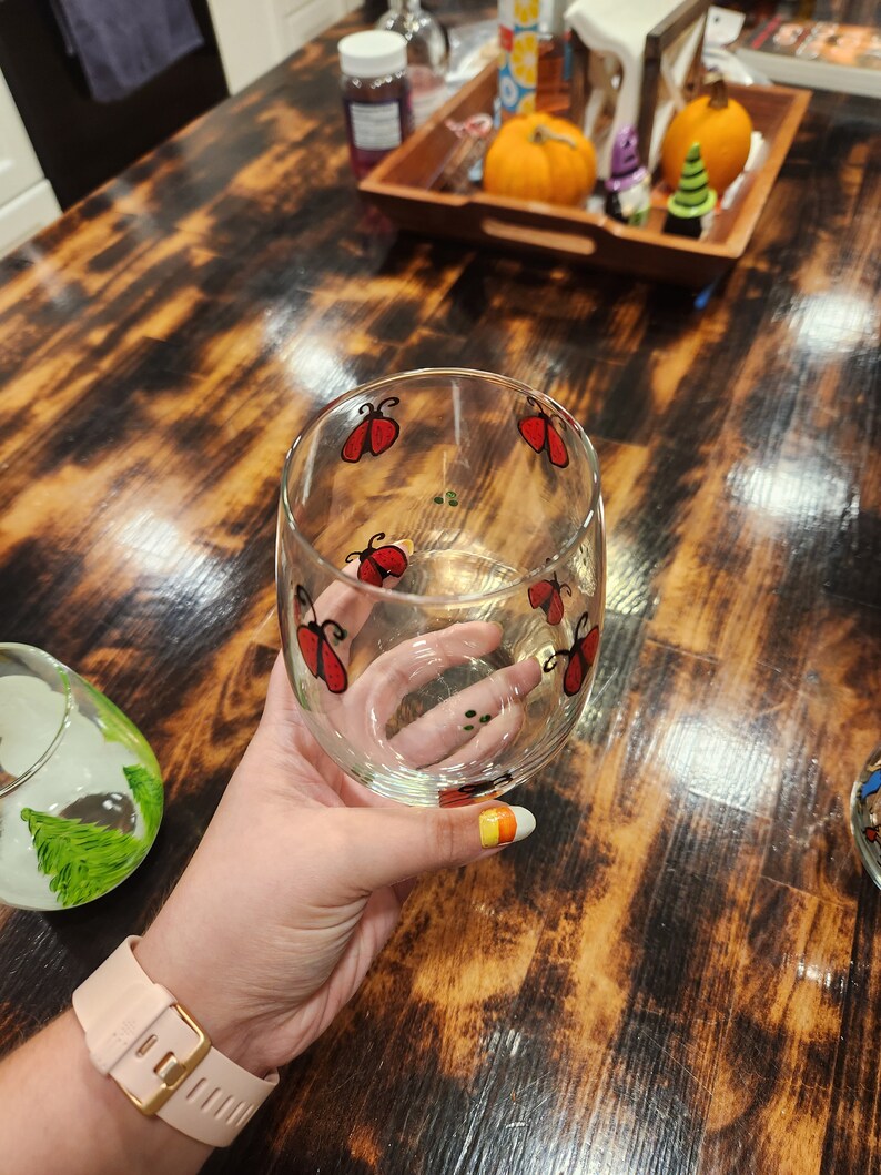 Ladybug Stemless Wine Glass - Etsy