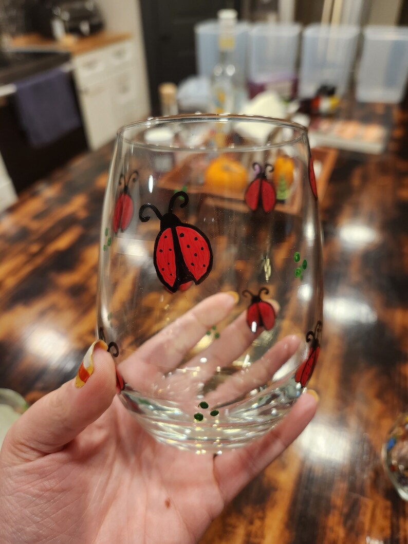 Ladybug Stemless Wine Glass - Etsy