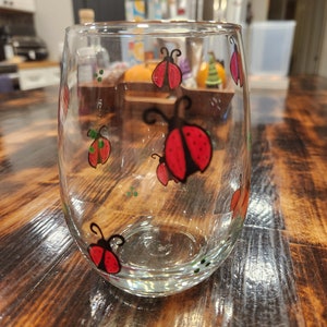 Ladybug Stemless Wine Glass - Etsy